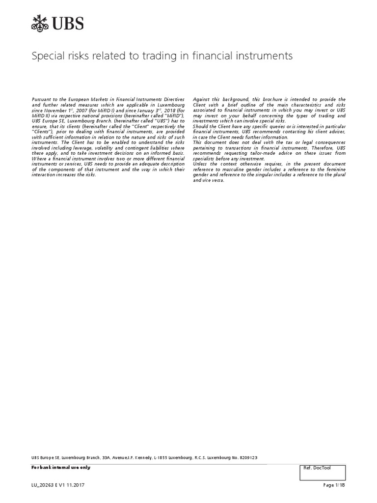 SPL Risk Related To Trading Financial Instruments | PDF | Bonds ...