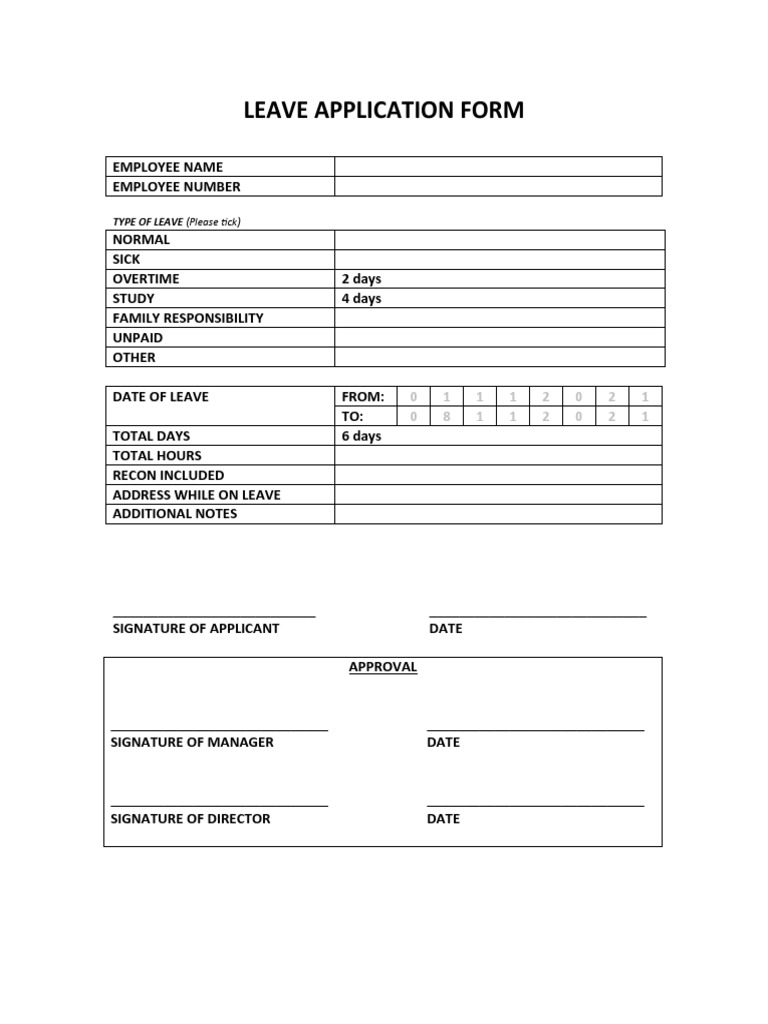 Employee Leave Application Form | PDF