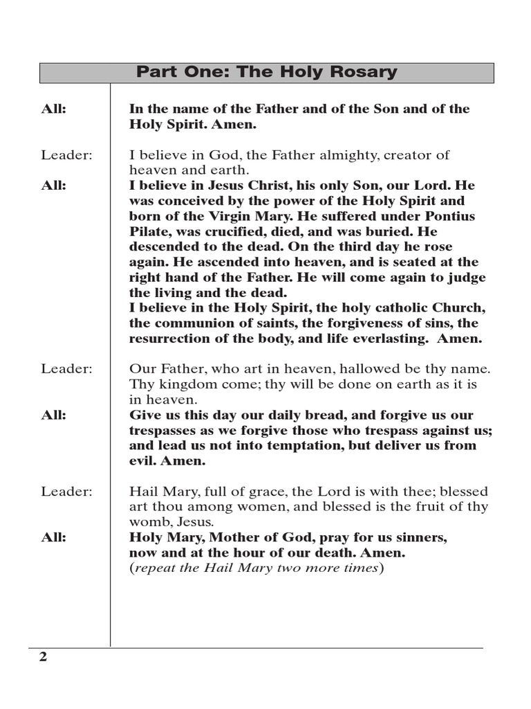 Prayer Service One Life One Rose English Version | PDF | Mary, Mother ...