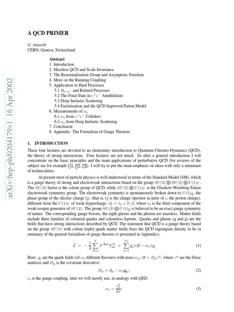 A QCD Primer | PDF | Quantum Chromodynamics | Gauge Theory