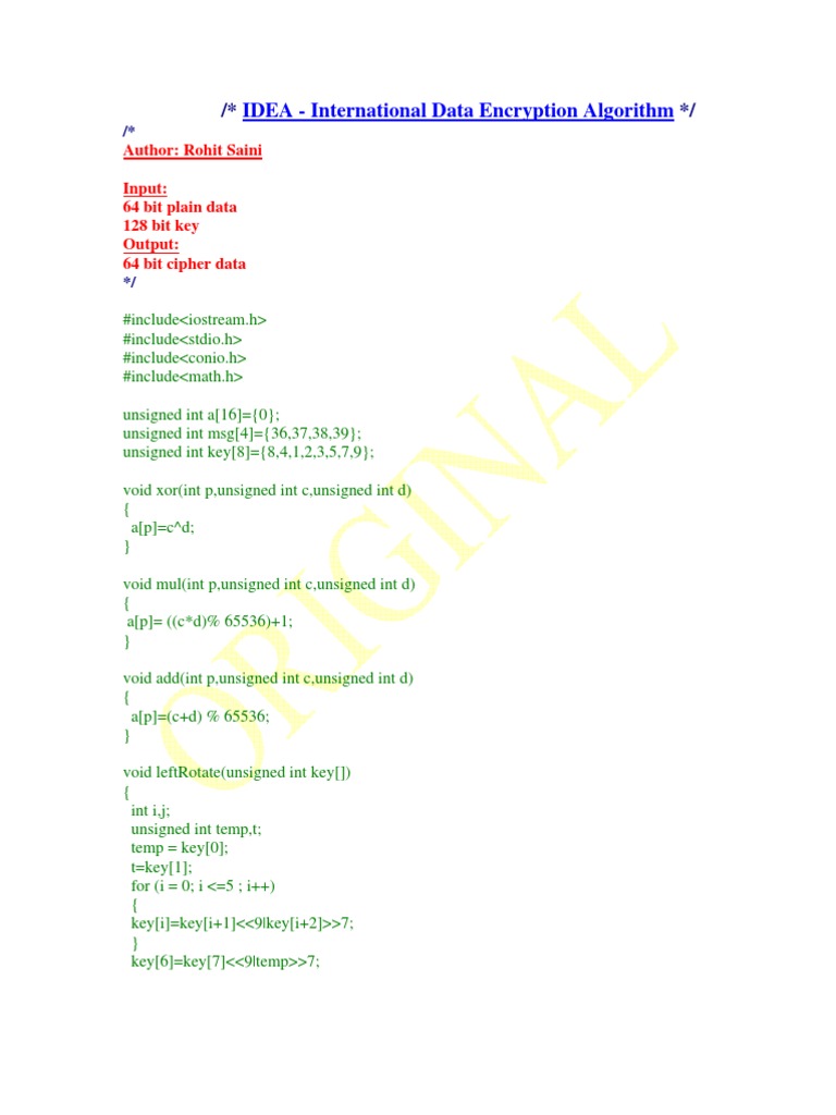 International Data Encryption Algorithm | PDF