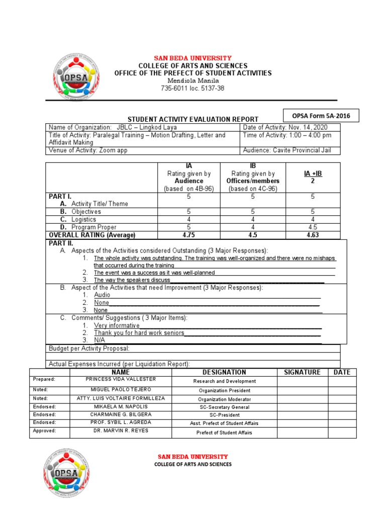 San Beda University: OPSA Form 5A-2016 | Download Free PDF | Learning ...