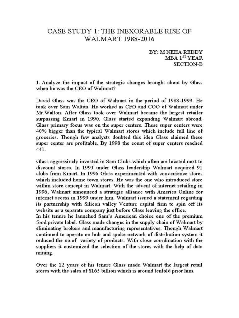 Case Study 1: The Inexorable Rise of WALMART 1988-2016 | PDF | Walmart ...