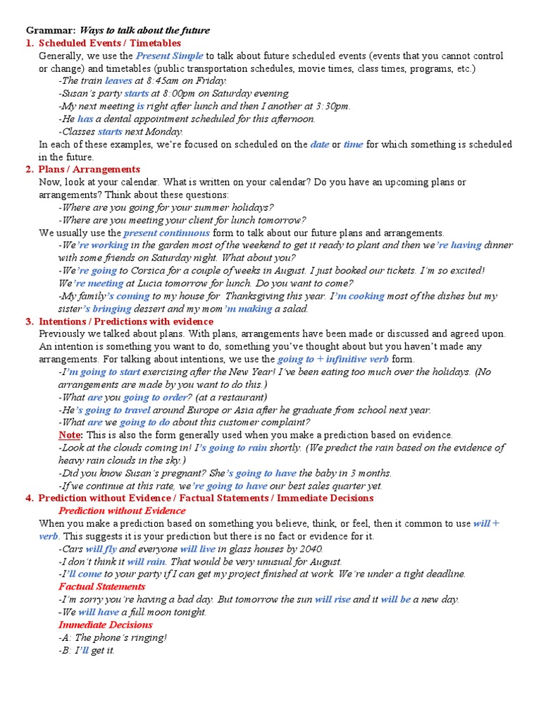 Future Tense Grammar Explained | PDF | Lunch