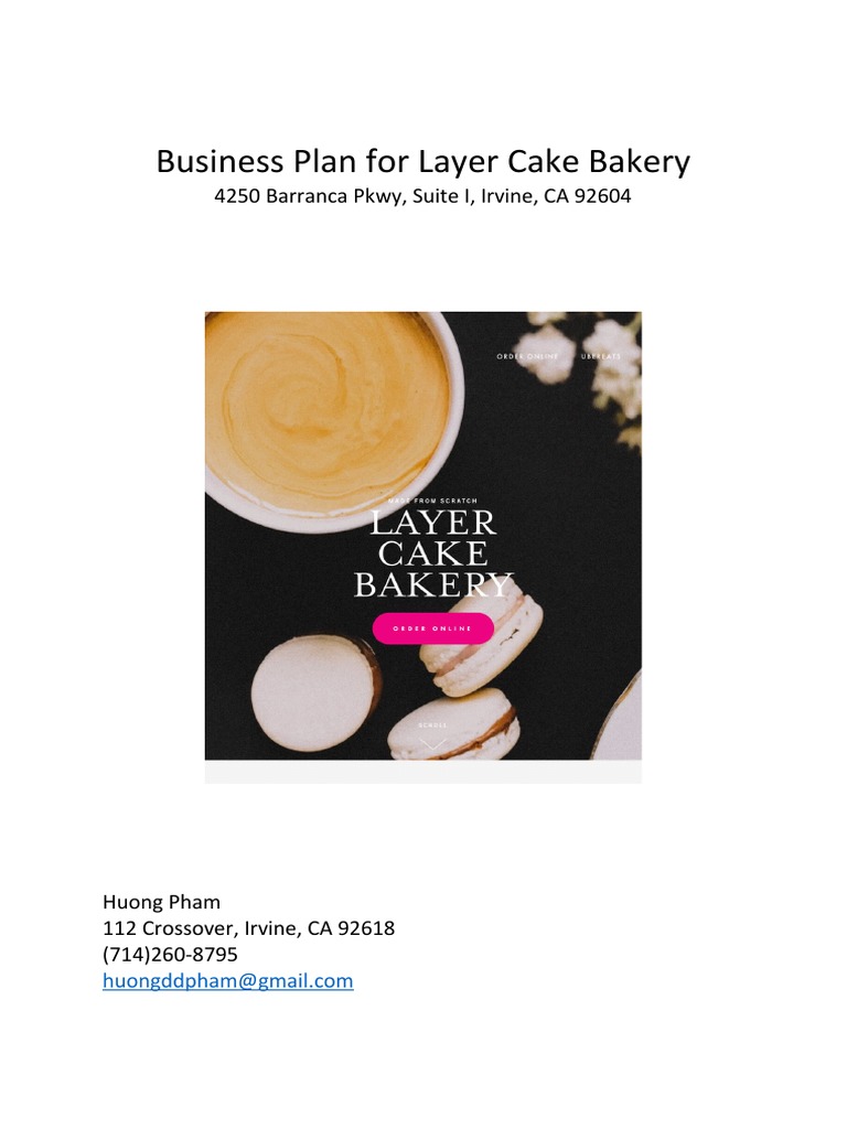 Business Plan For Layer Cake Bakery | PDF | Cakes | Cupcake