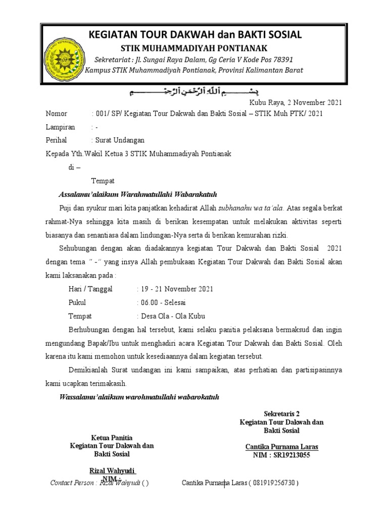 Contoh Surat Undangan Tour Dakwah | PDF
