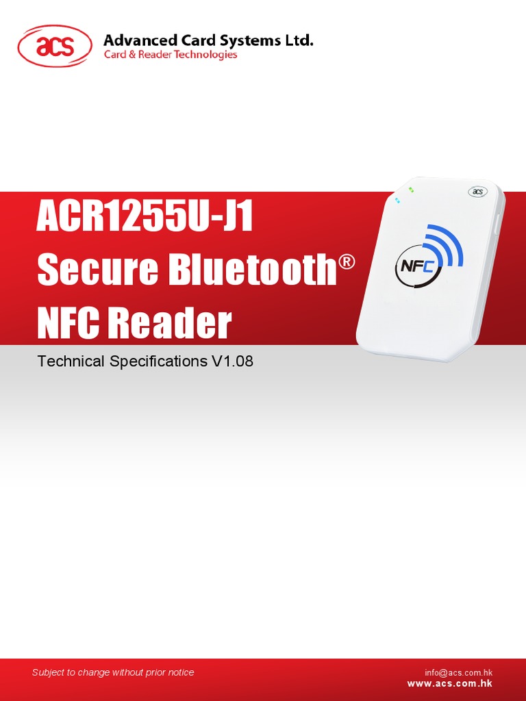 ACR1255U-J1 Secure Bluetooth NFC Reader: Technical Specifications V1.08 | PDF | Microsoft ...
