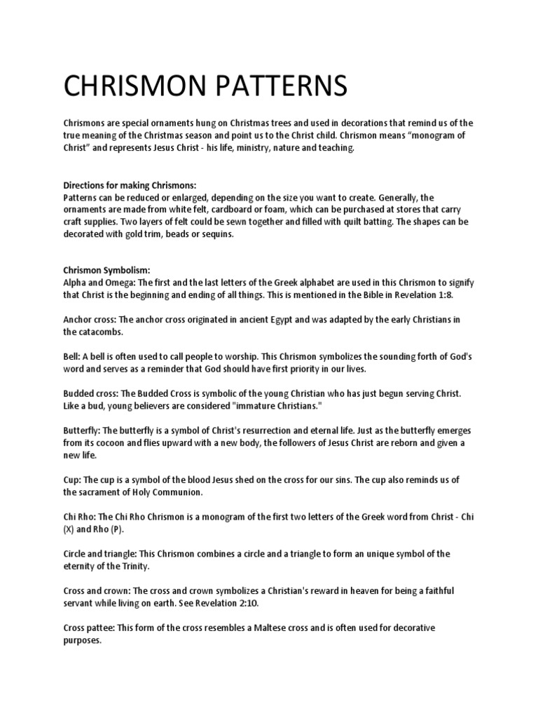 Chrismon Patterns: Directions For Making Chrismons | PDF | Jesus ...
