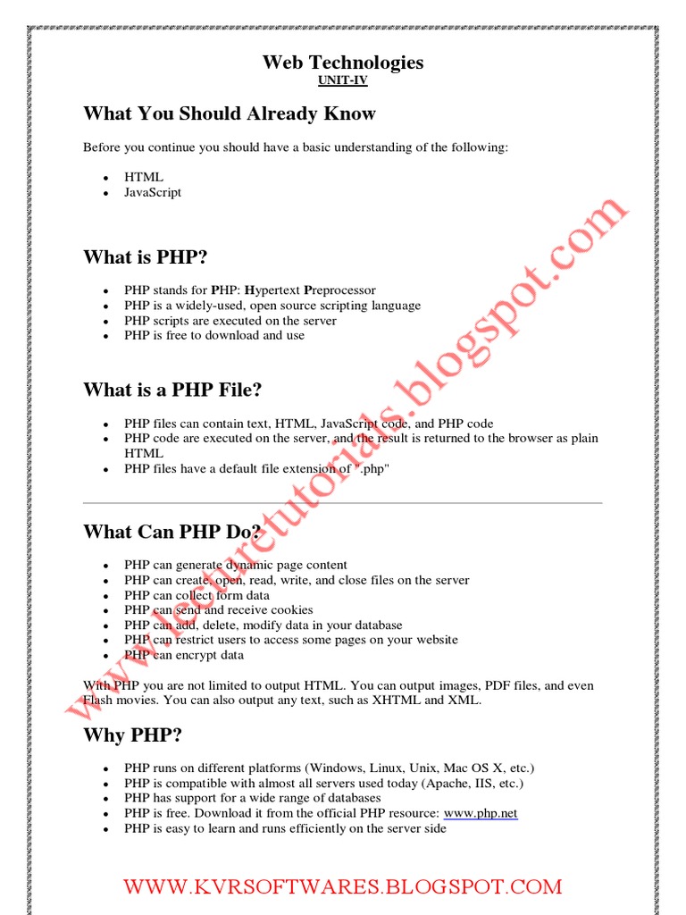 WT Unit-4 Notes | PDF | Php | Scope (Computer Science)