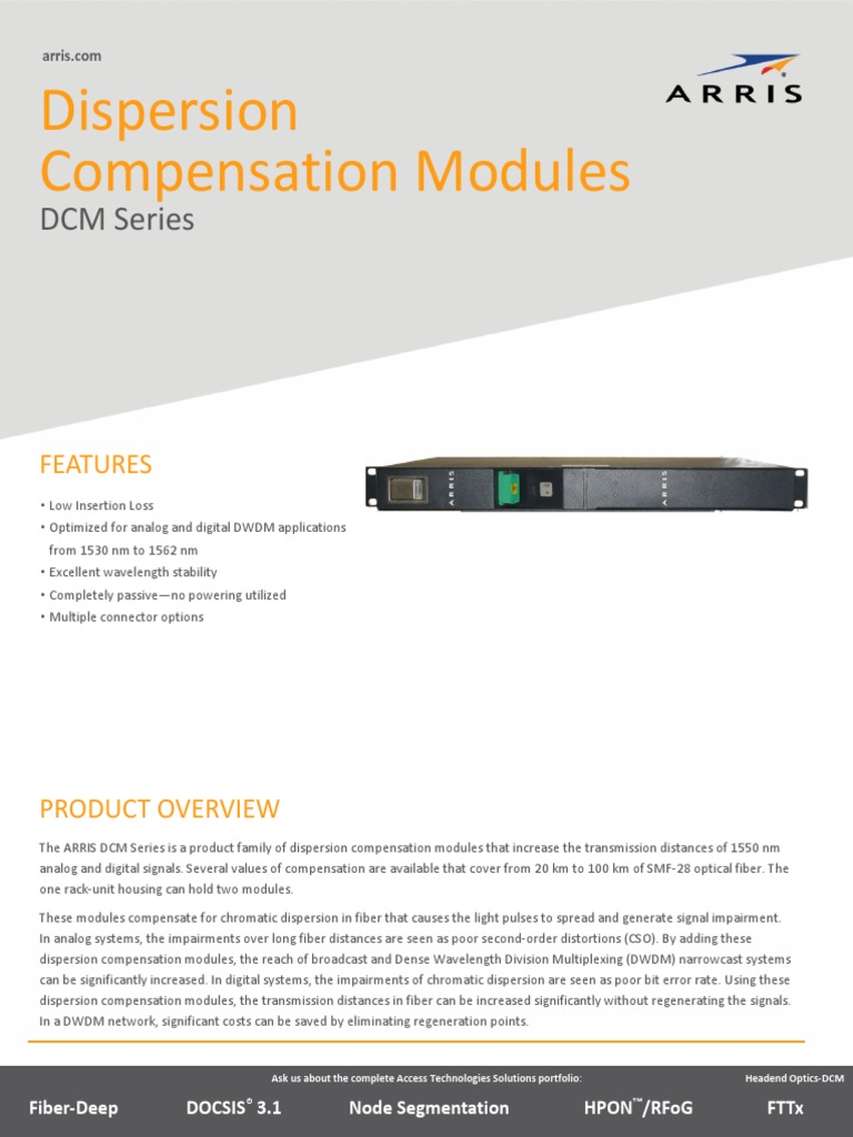 DCM Dispersion Compensation Modules Data Sheet | PDF | Dispersion ...