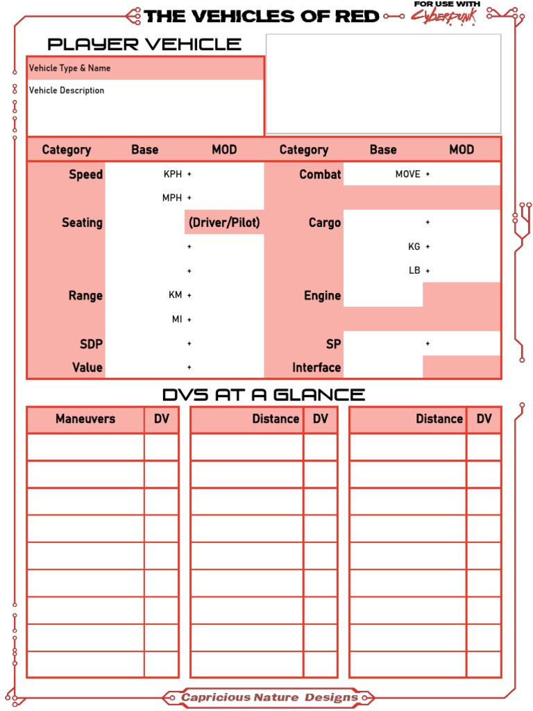 The Vehicles of Red Conversion Guide Vehicles Form Fillable | PDF