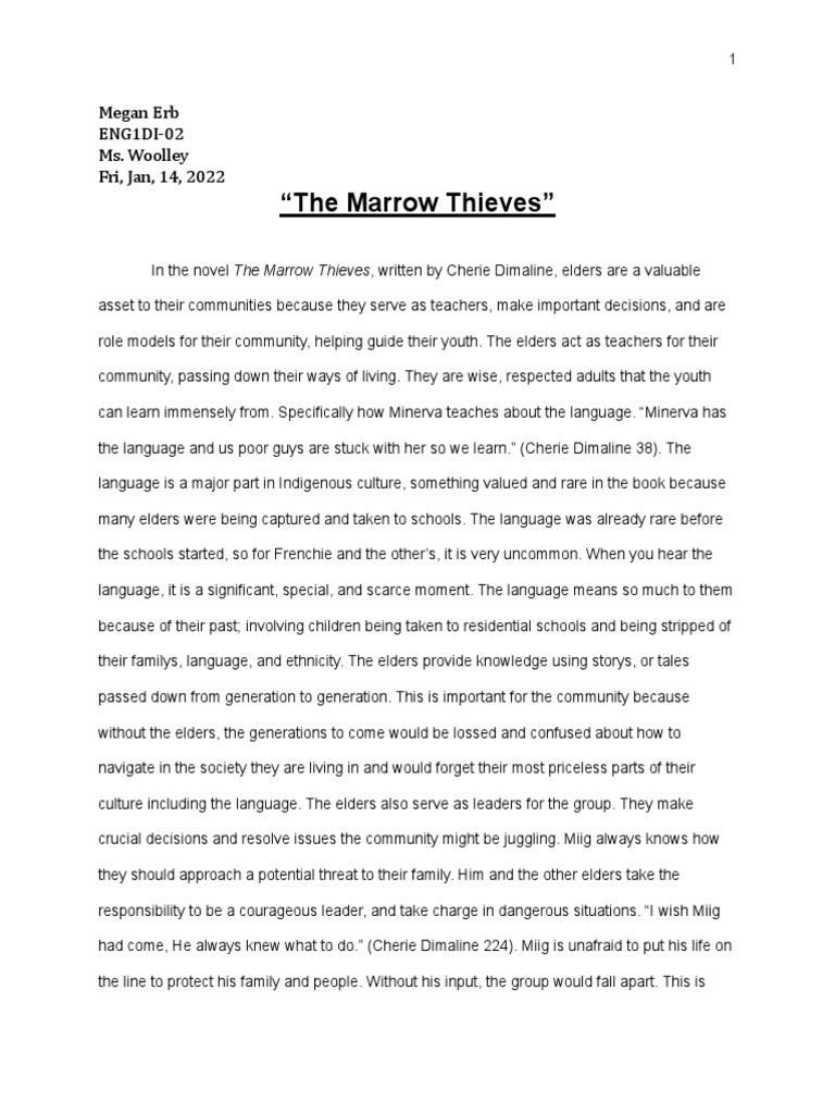 Importance of Elders in The Marrow Thieves | PDF | Mentorship | Cognition