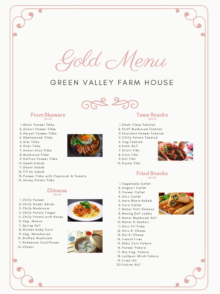 Green Valley Farm Gold Menu | PDF | Drink | Salad