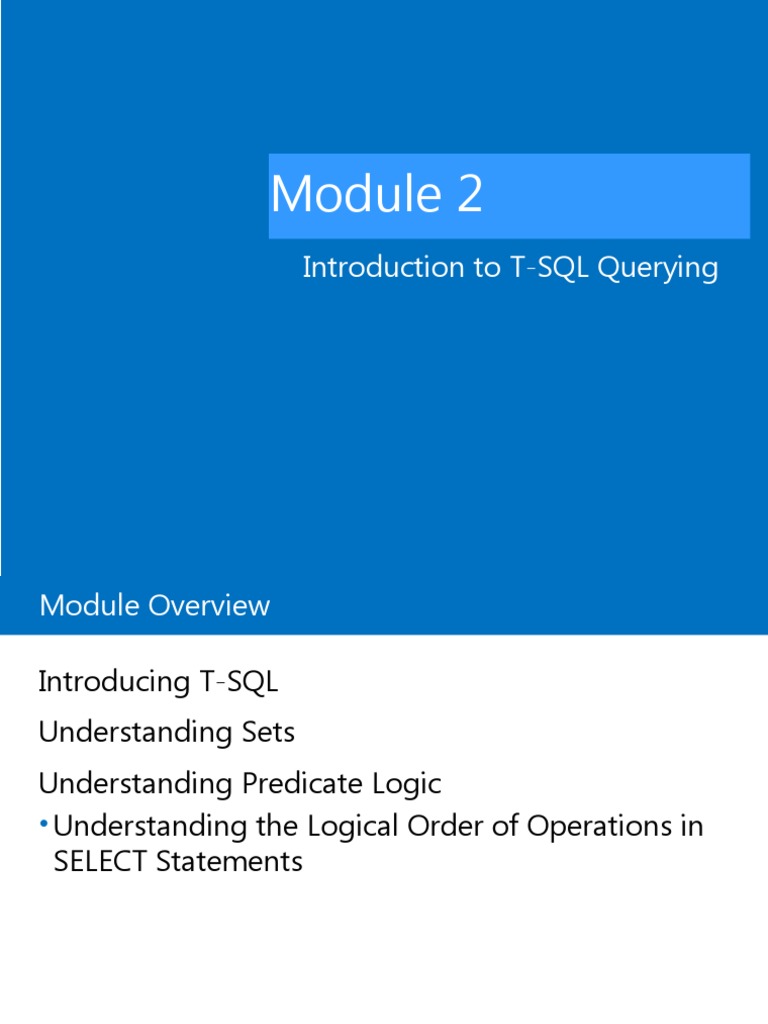 Introduction To T-SQL Querying | PDF | Relational Model | Sql