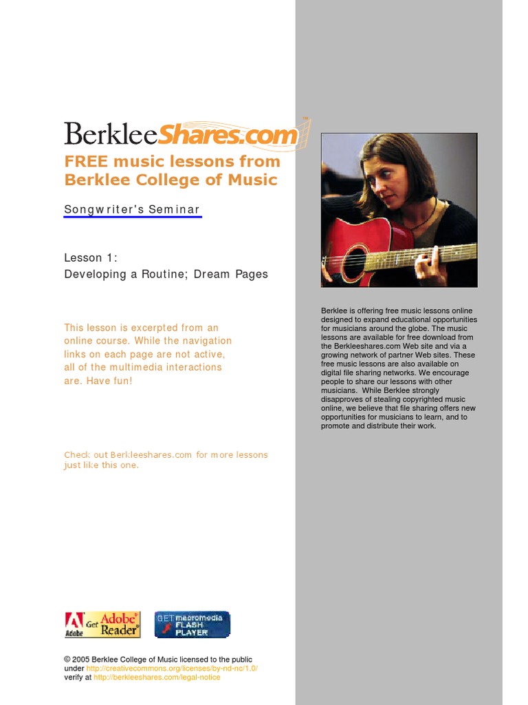Berklee Shares - Developing A Routine, Dream Pages | PDF | Songwriter ...