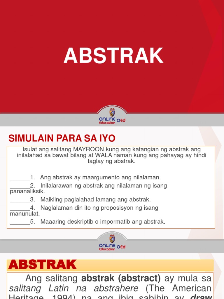 Week 004 - Presentasyon Abstrak | PDF