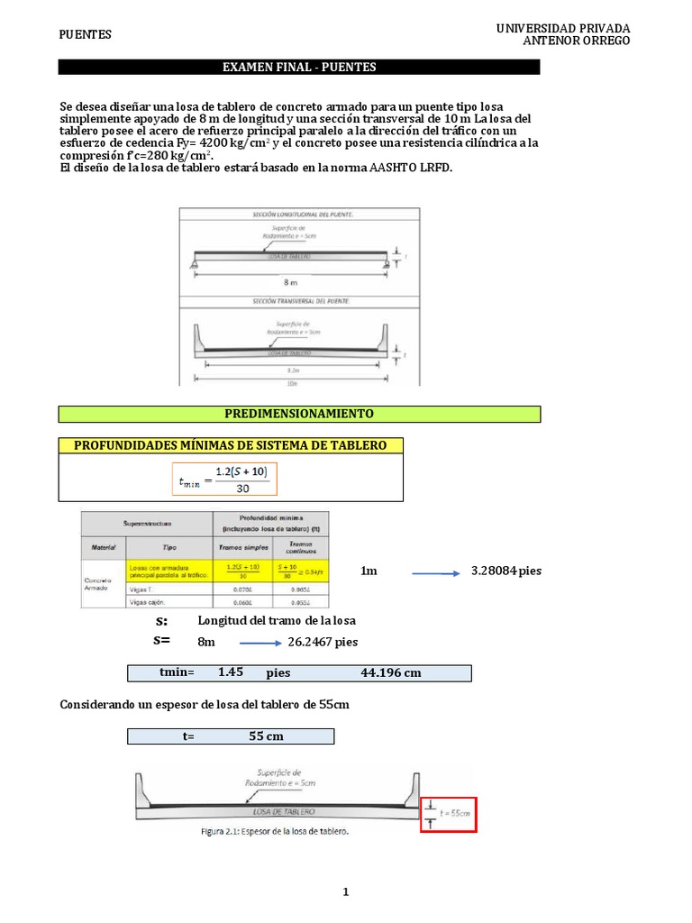 Examen Final - Puentes | PDF | Materiales de construcción | Mecánica