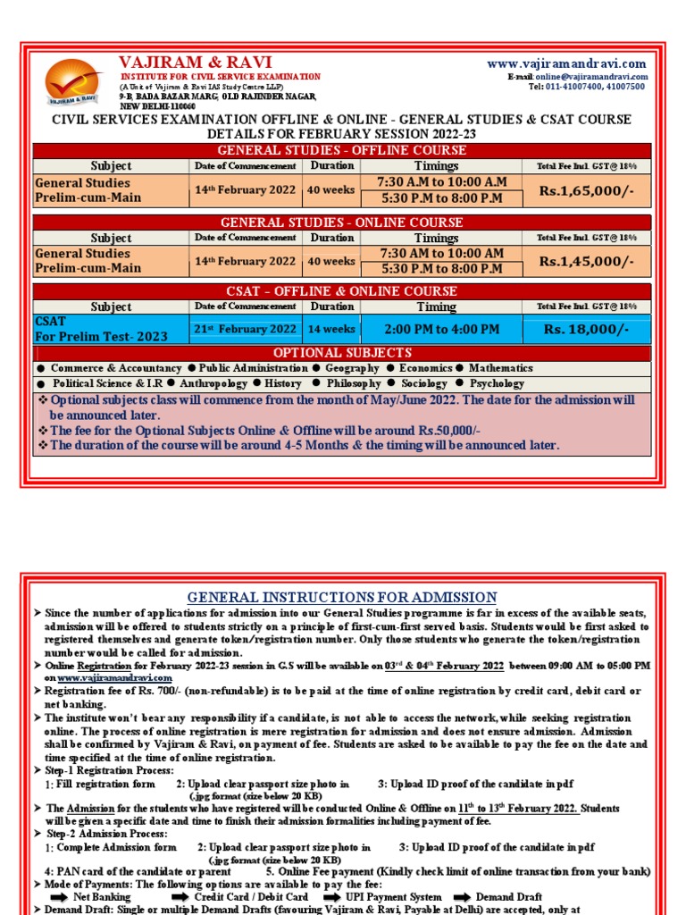 Upsc Classroom Online Courses 2023 Vajiram and Ravi | Download Free PDF ...