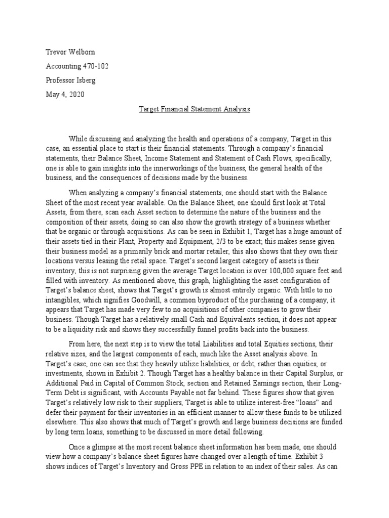 Target Financial Statement Analysis | PDF | Balance Sheet | Stocks