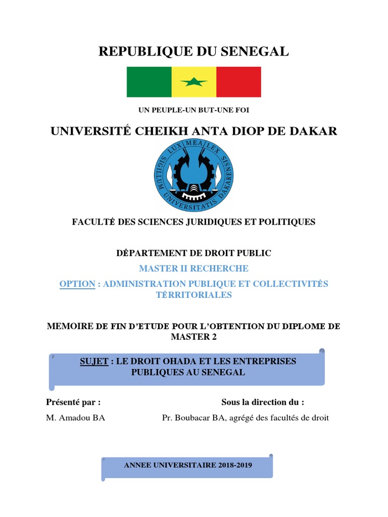 Mémoire Présenté Par AMADOU BA FSJP UCAD | PDF | État | Justice