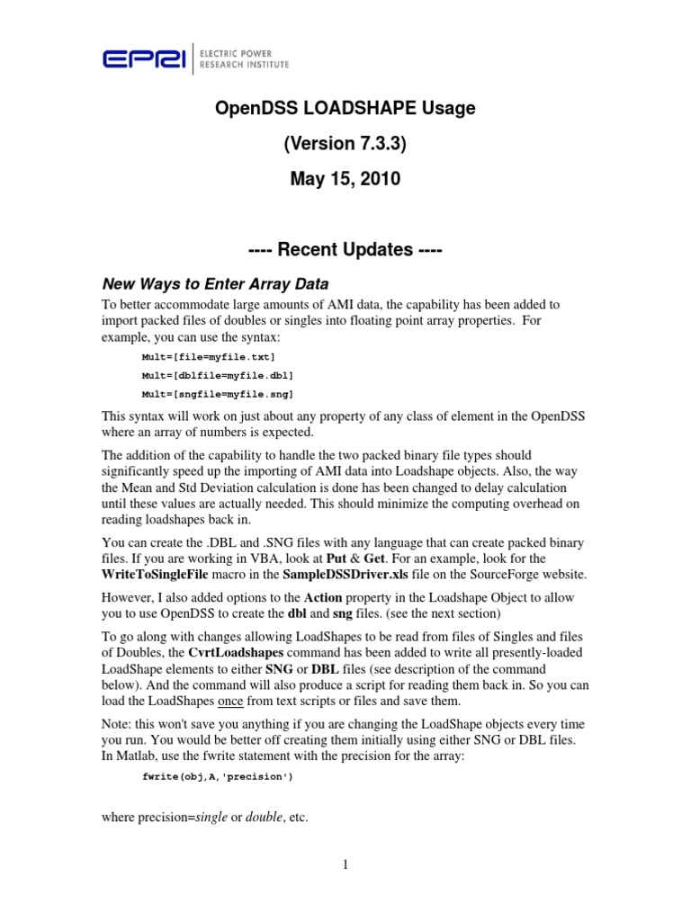 Opendss Loadshape Usage | PDF | Computer File | Microsoft Excel