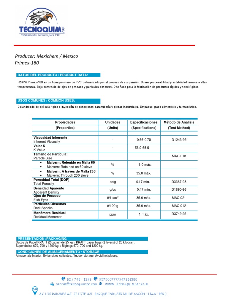 Comparativa de Resinas Primex y Mexichem | PDF | Ingeniería de ...