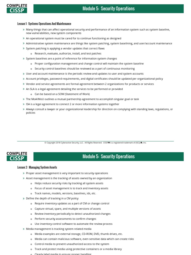 Module 5: Security Operations: Lesson 1: Systems Operations and Maintenance | PDF | Computer ...