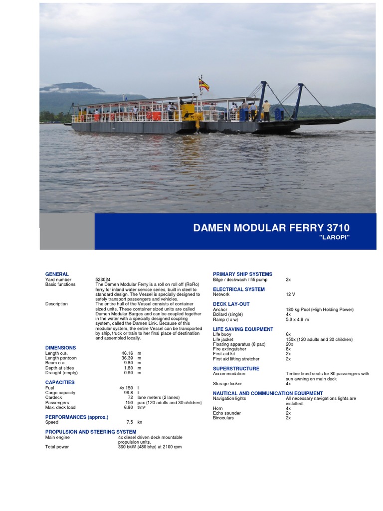 Product Sheet Damen Modular Ferry 3710 Yn523024 08 2016 | PDF | Ships ...