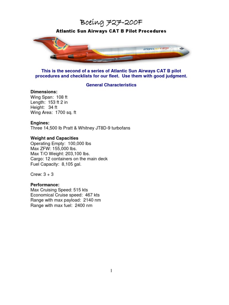 Checklist b727f | PDF | Takeoff | Flap (Aeronautics)