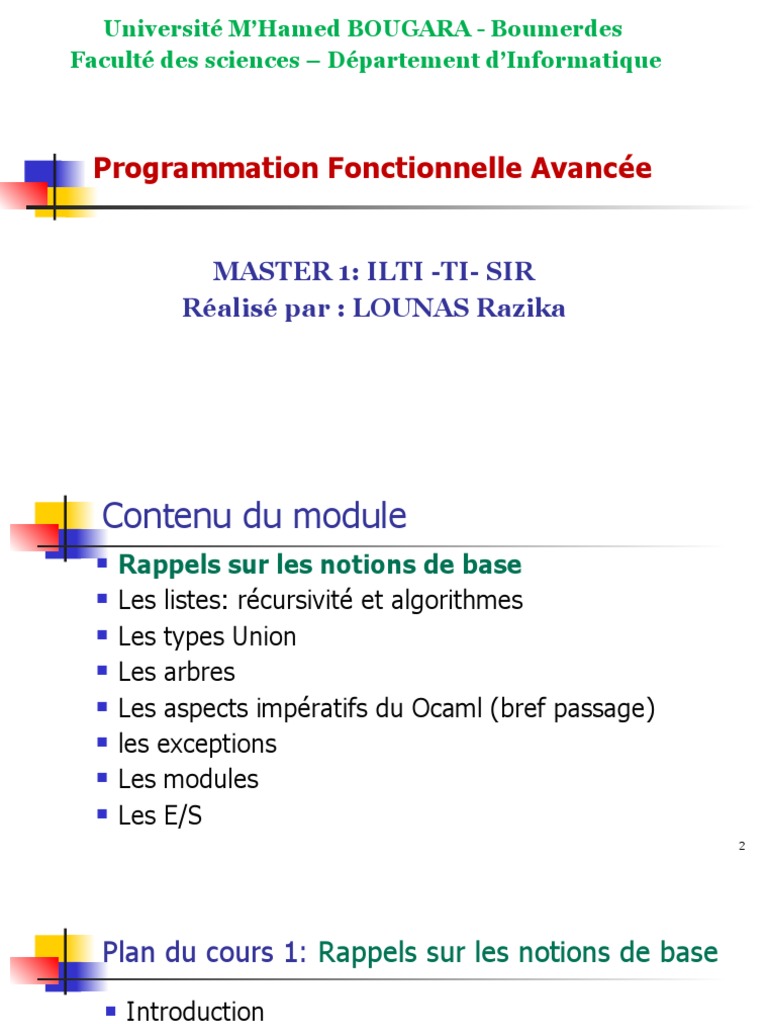 Programmation Fonctionnelle Avancée OCaml | PDF | Programmation fonctionnelle | Programmation ...
