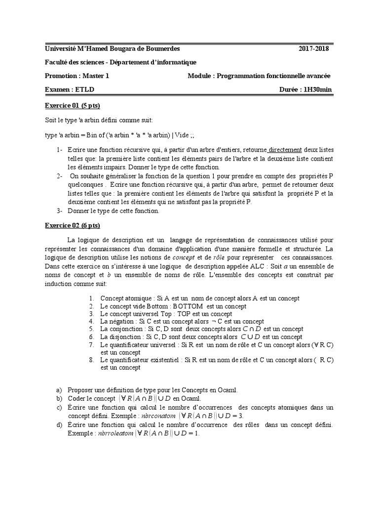 Exam 1718 | PDF | Informatique | Programmation informatique