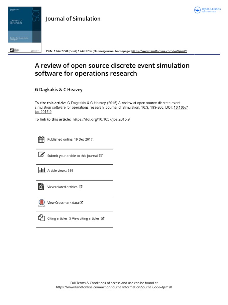 A Review of Open-Source Discrete Event Simulation Software For ...