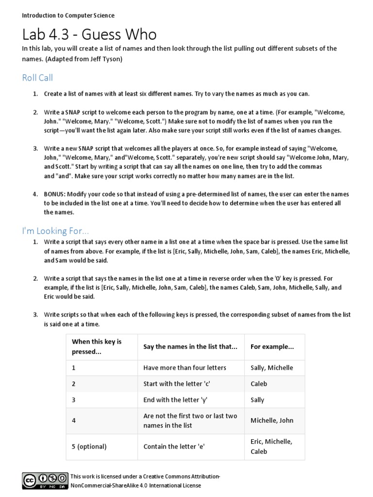 Lab 4.3 Guess Who | PDF | Computing | Computer Science