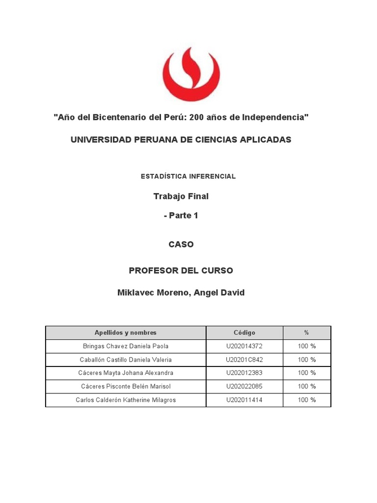 Grupo 2 - Informe Final (Parte1) - KS4A | PDF | Estadísticas | Prueba ...