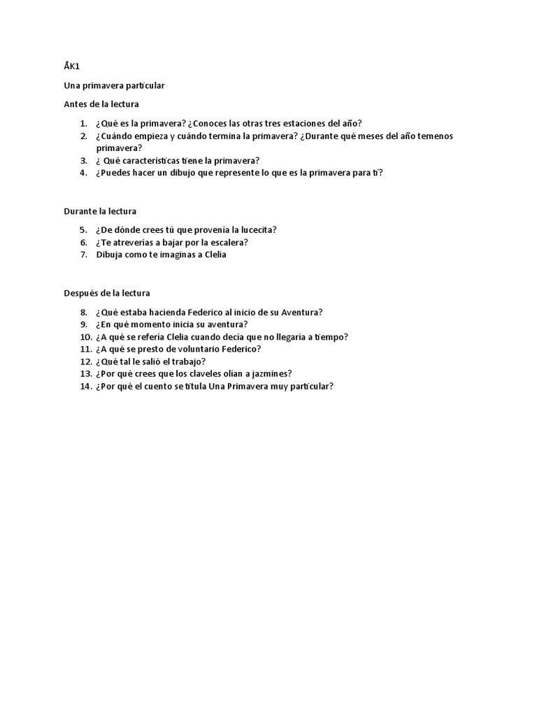 Una Primavera Muy Particular | PDF