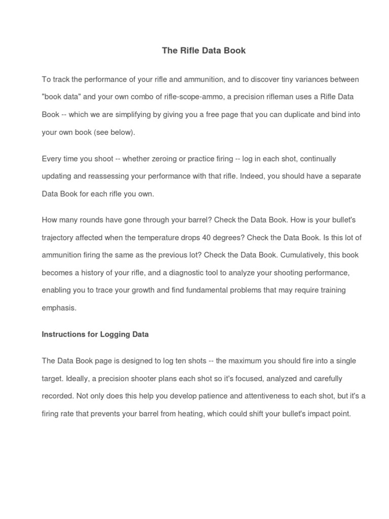 The Rifle Data Book: Instructions For Logging Data | Download Free PDF ...