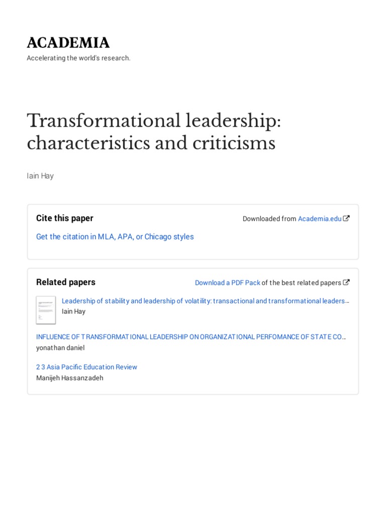 Transformational Leadership For Web With Cover Page v2 | PDF ...