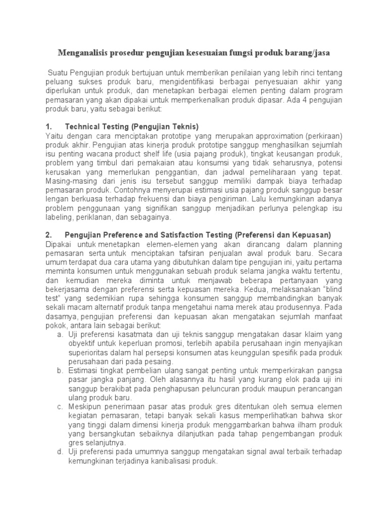 Prosedur Pengujian Produk Baru | PDF