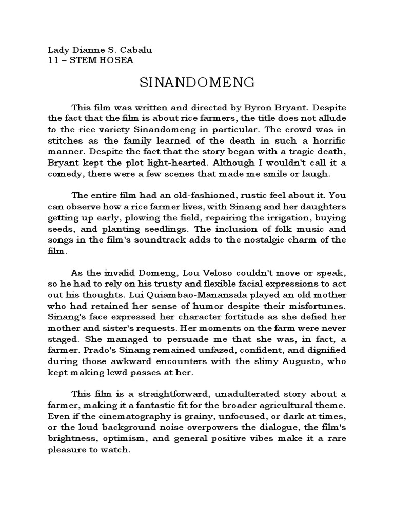 Sinandomeng: A Farmer's Tale | PDF