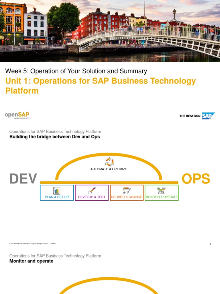 Unit 1: Operations For SAP Business Technology Platform: Week 5 ...