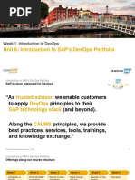 Unit 1: Operations For SAP Business Technology Platform: Week 5: Operation of Your Solution and ...