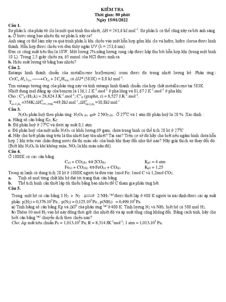 Kiểm Tra Cbhh | PDF