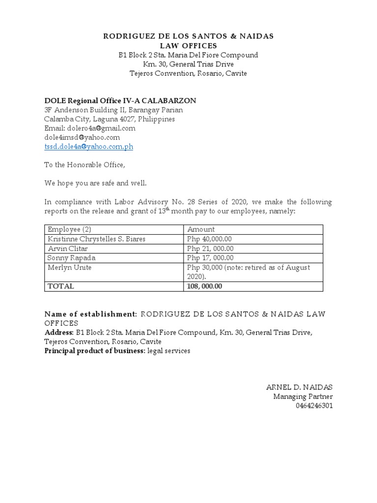 13th Month Pay Compliance Report | PDF | Philippines
