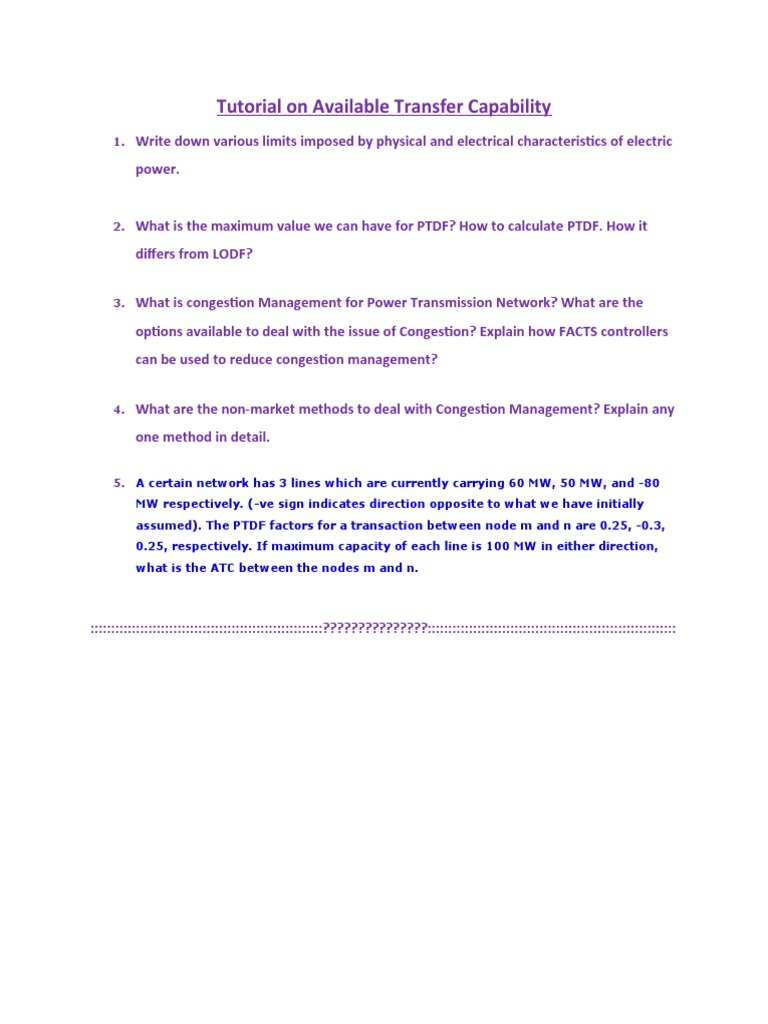 Tutorial On Available Transfer Capability | PDF