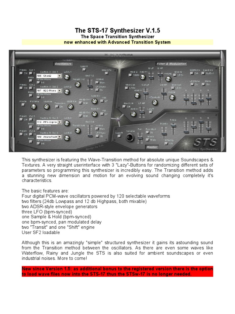 STS 17 Manual | PDF | Synthesizer | Modulation