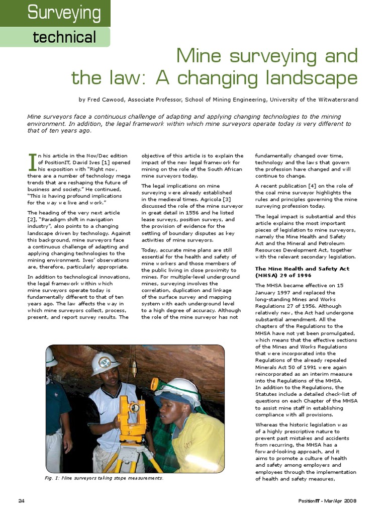 Mine Surveying and The Law | PDF | Surveying | Mining