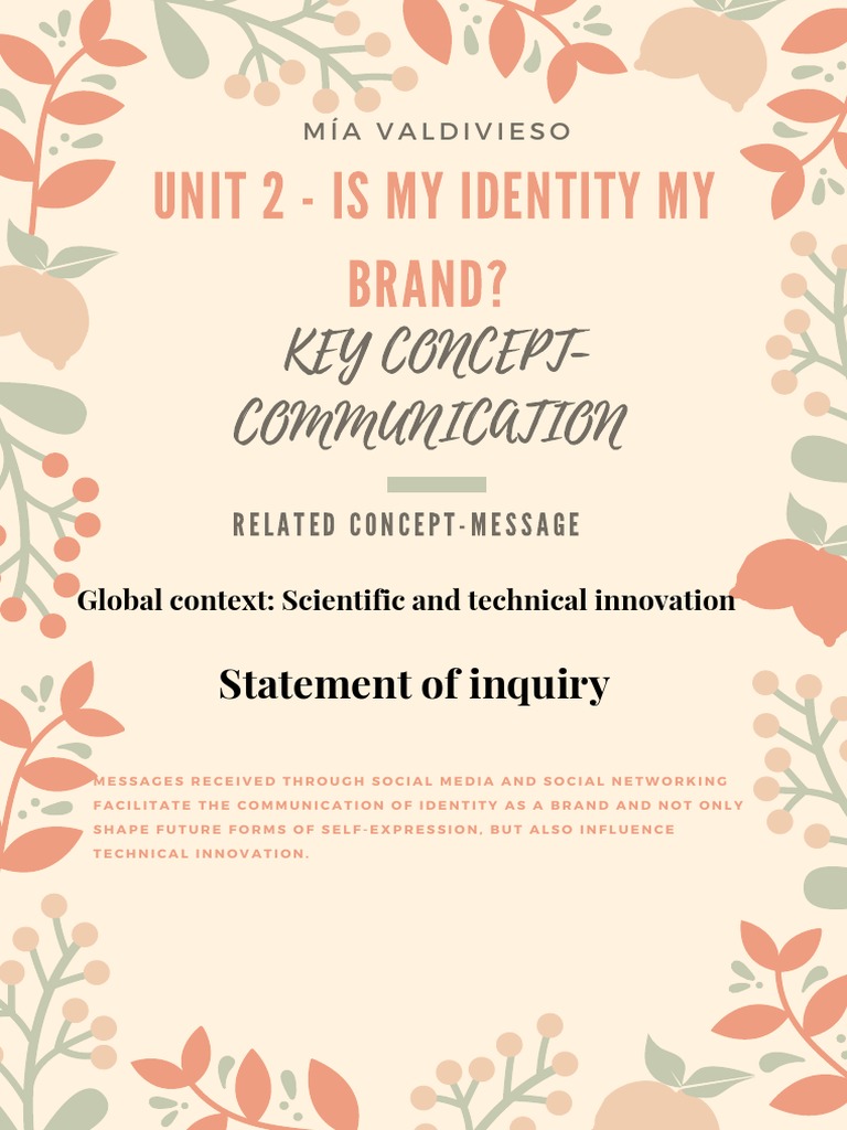 Unit 2 - Is My Identity My Brand?: Key Concept-Communication | PDF