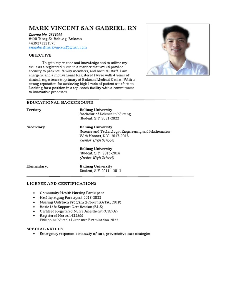 Resume Eee | PDF | Nursing | Health Care