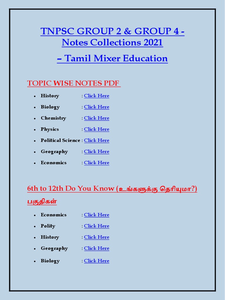 TNPSC GROUP 2 & GROUP 4 - Notes Collections 2021 | PDF