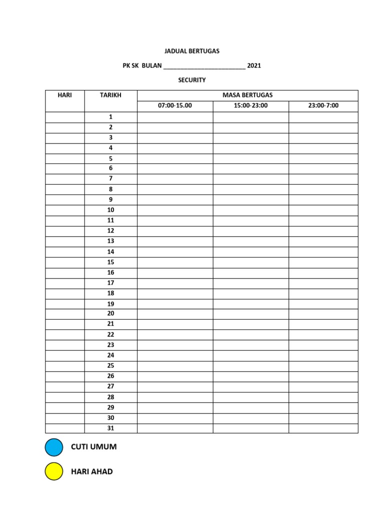 Jadual Bertugas | PDF